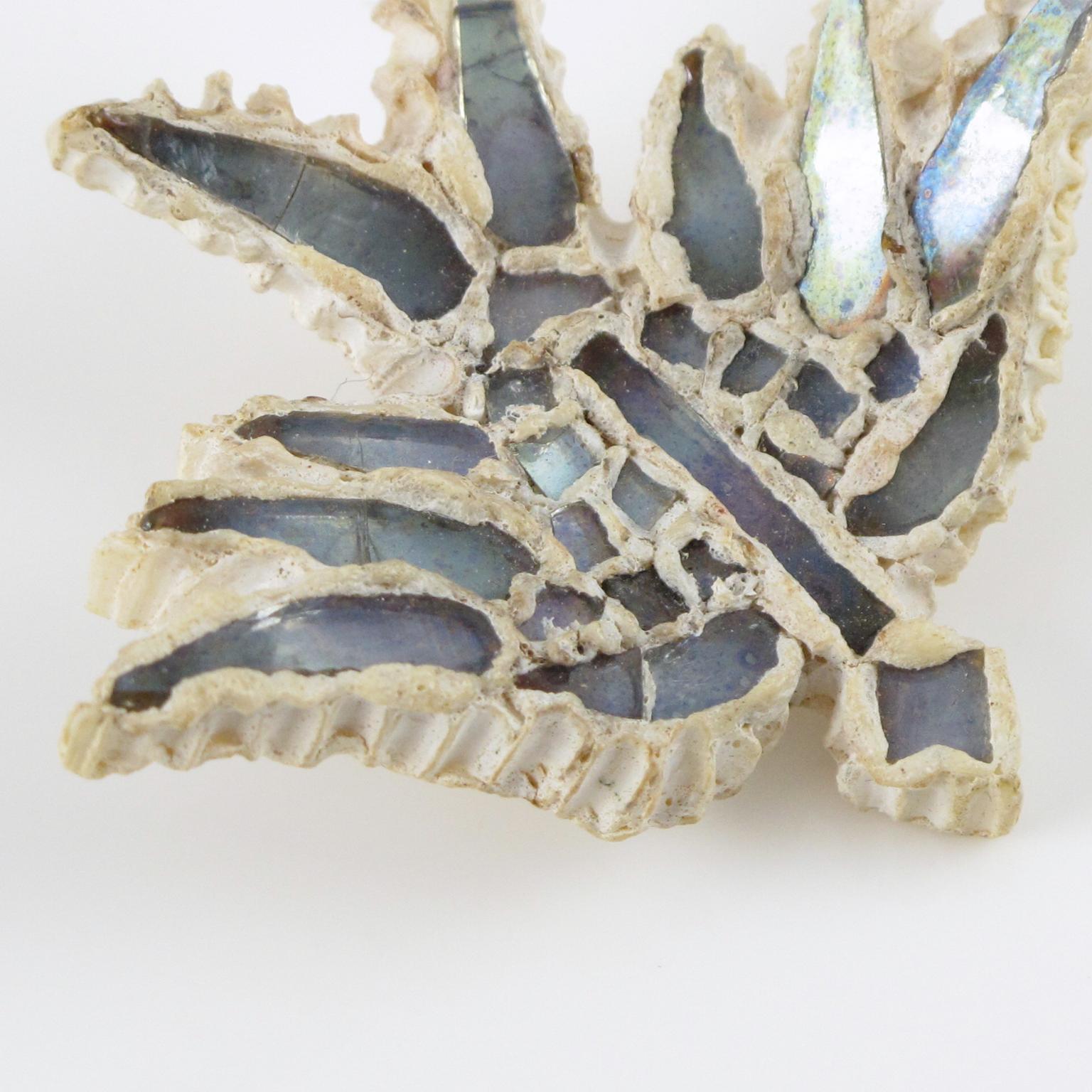 Line Vautrin Flying Bird Talosel Resin Brooch Pin with Blue Mirror For ...