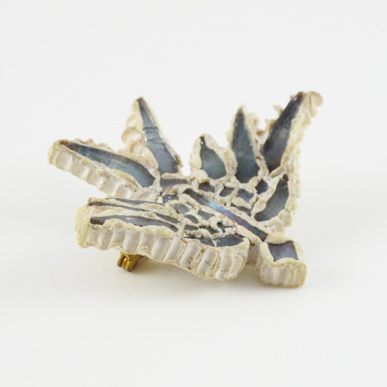 Line Vautrin Flying Bird Talosel Resin with Blue Mirror Brooch Pin For ...