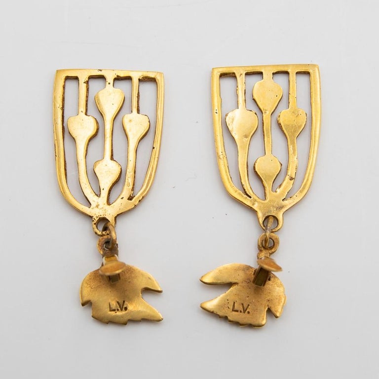 Line Vautrin, Fr, a Pair of Gilded Bronze Earrings " Les Oiseaux ...