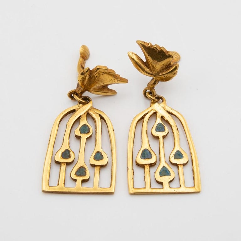 Line Vautrin, Fr, a Pair of Gilded Bronze Earrings " Les Oiseaux ...