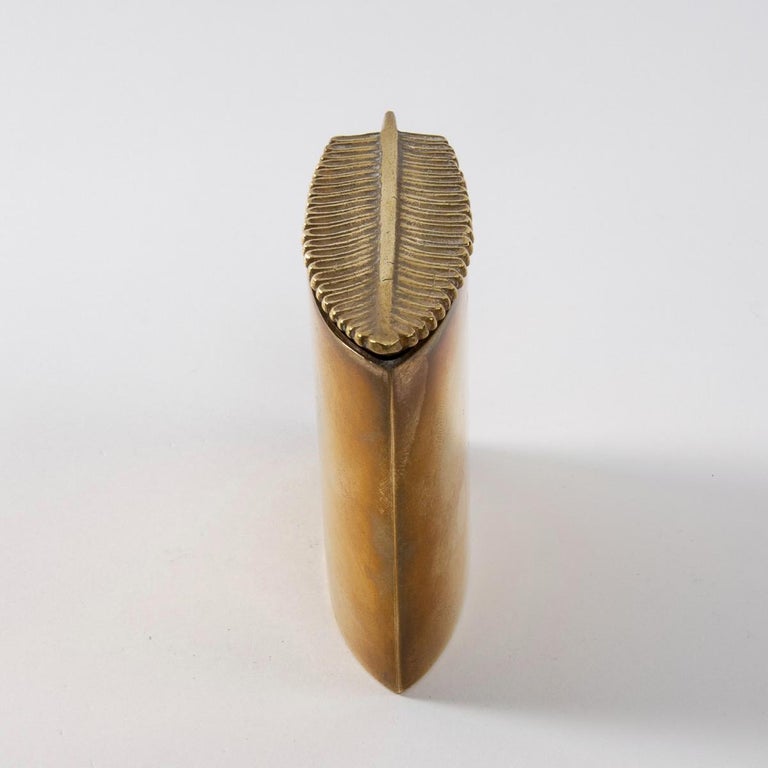 Line Vautrin, France, "Plume" Gilded Bronze Box at 1stDibs