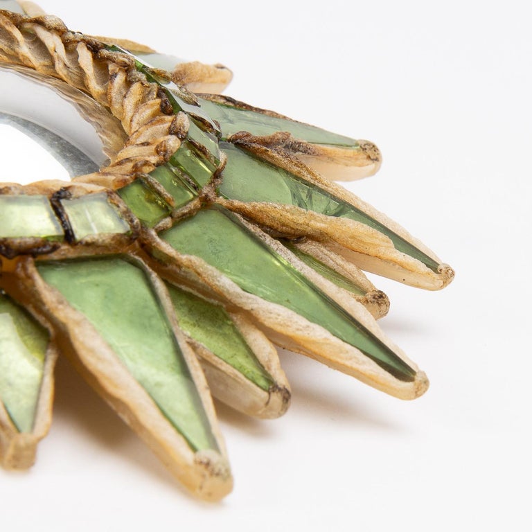 Line Vautrin, French, Mirror "Soleil A Pointes" Green Incrusted Mirrors ...