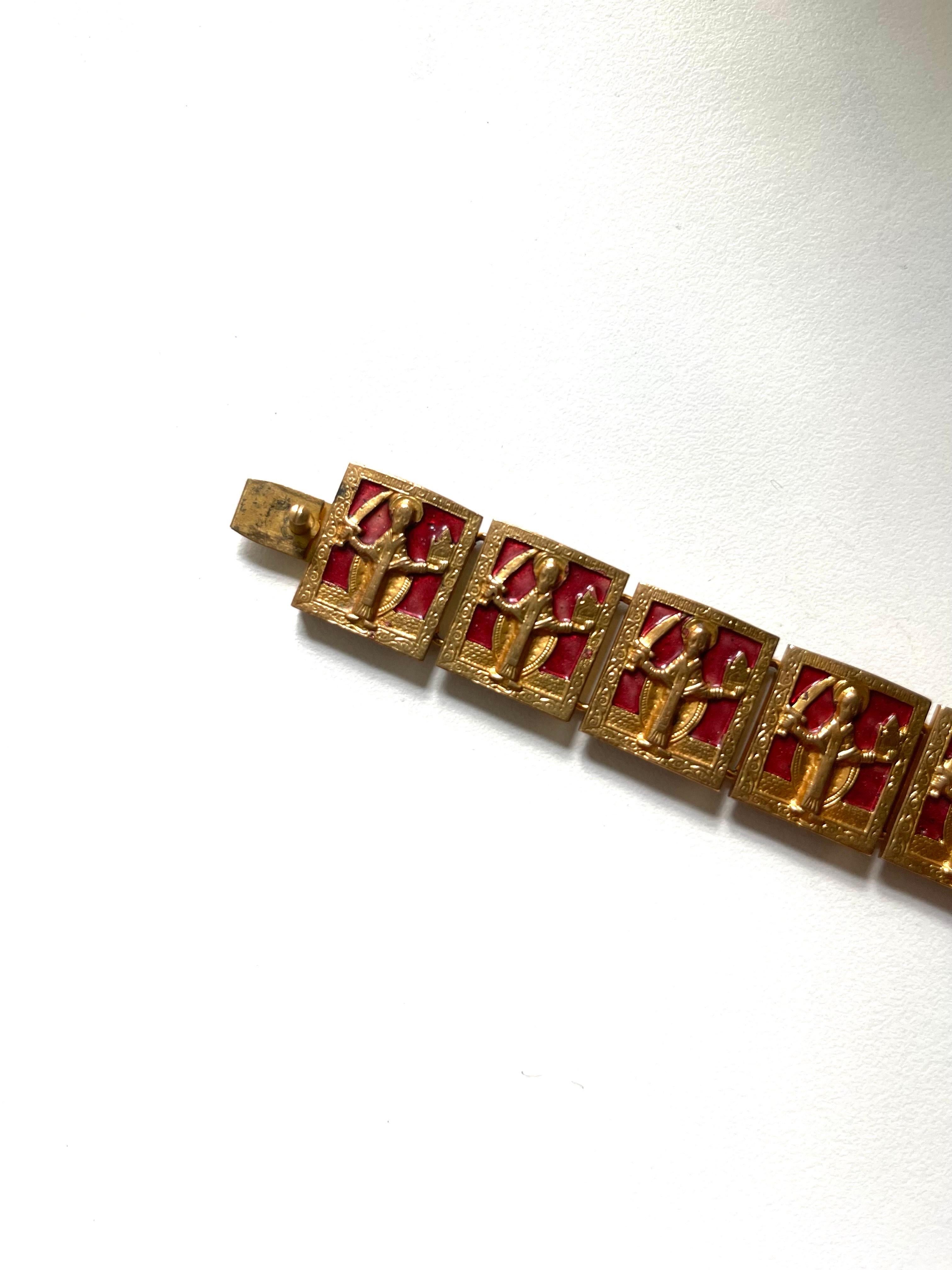 Line Vautrin “Les Saint Russes” Gilt Bronze Link Bracelet Fully Marked ...