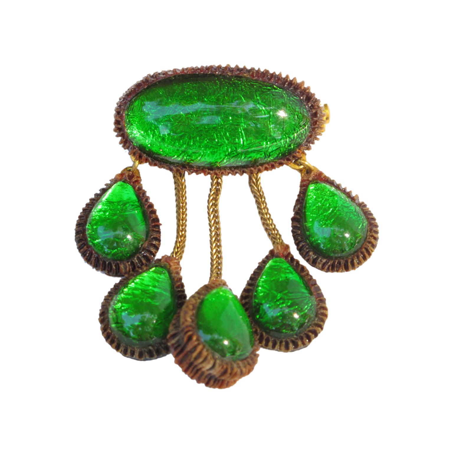 Fabrice Paris Art Deco Inspired Shagreen and Metal Pin Brooch For Sale ...