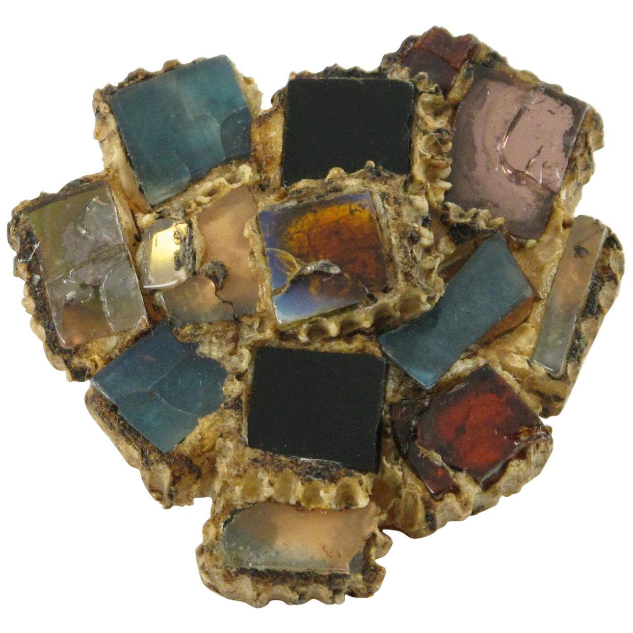 Line Vautrin Cobalt Glass and Carved Gilt Talosel Brooch For Sale at ...