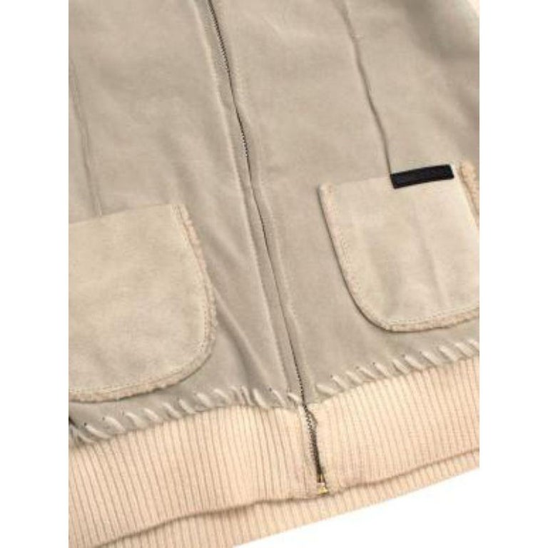 Linea Rossa grey and cream suede panel cardigan For Sale at 1stDibs