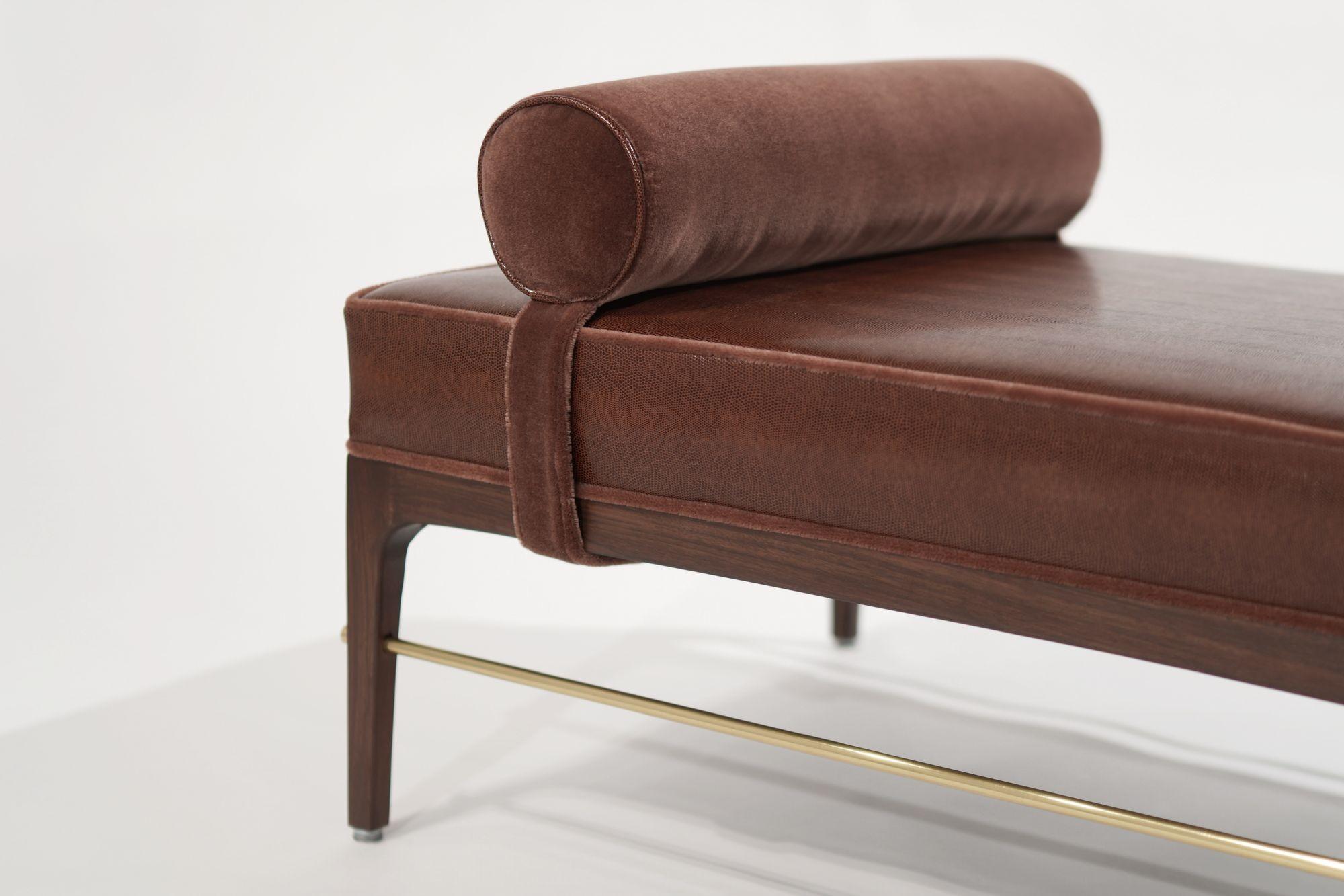 Linear Daybed in Leather and Mohair by Stamford Modern at 1stDibs