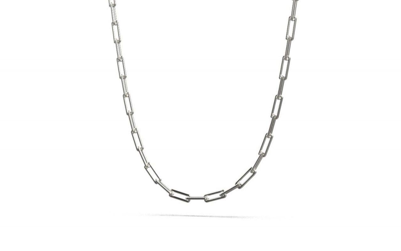 Linear Link Necklace, Sterling Silver For Sale at 1stDibs
