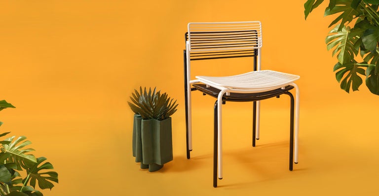 Linear and Modern White Metal Dining Chair For Sale at 1stDibs | white ...