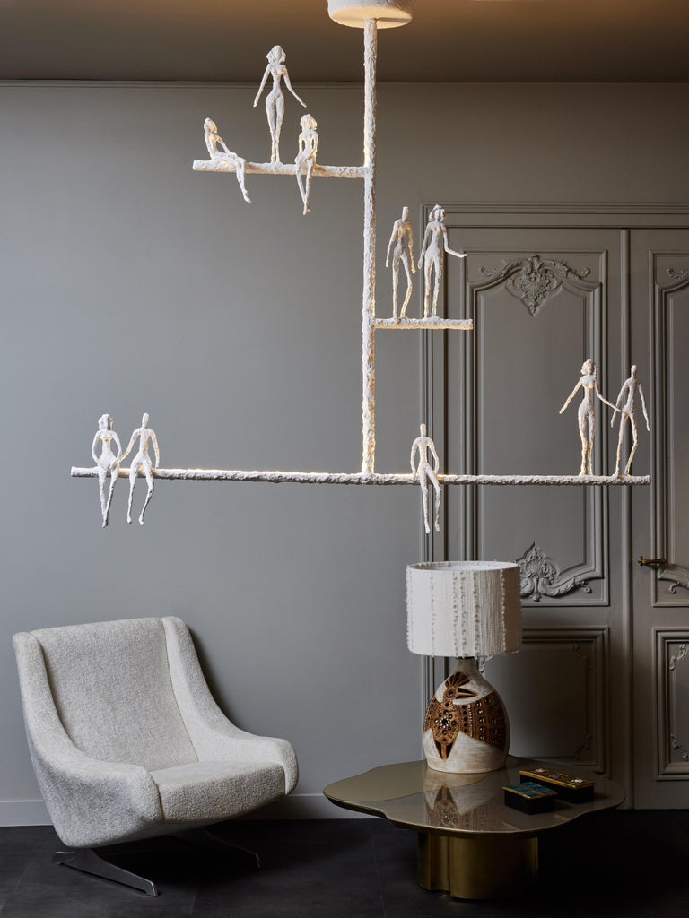 Linear Plaster Chandelier with Characters by Glustin Luminaires For ...