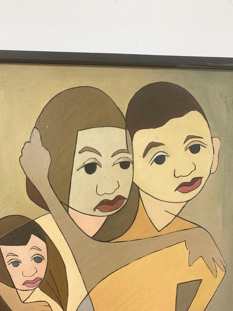 Linear Portrait Painting by Peter Paul Sakowski, Titled "Arm in Arm", D ...