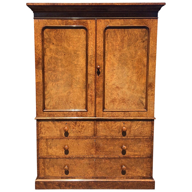 Linen Press in Burr Walnut, Heal and Sons, London at 1stDibs