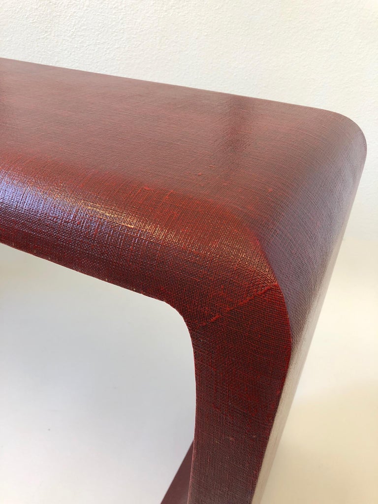 Linen Red Lacquered Sculpted Console Table at 1stDibs