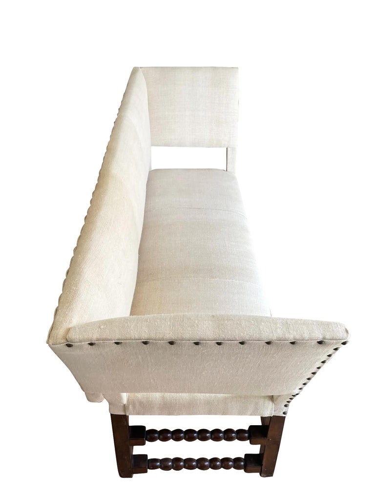 Linen Upholstered Wing Bench, Italy, 1900c For Sale at 1stDibs
