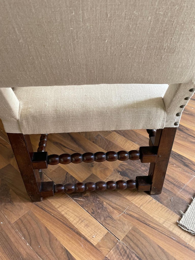 Linen Upholstered Wing Bench, Italy, 1900c For Sale at 1stDibs