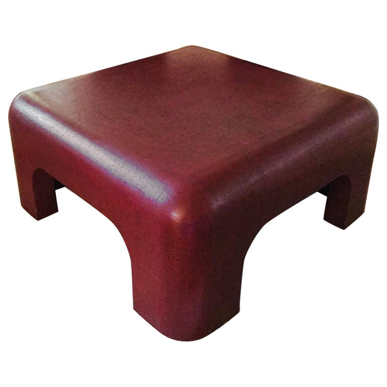 Linen-Wrapped Cocktail Table in Oxblood Red after Karl Springer at 1stDibs