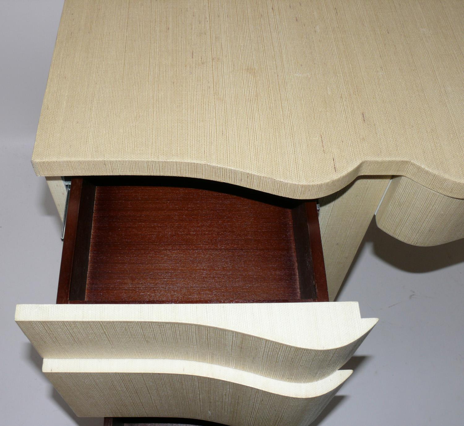 Linen Wrapped Desk in the Manner of Samuel Marx at 1stDibs