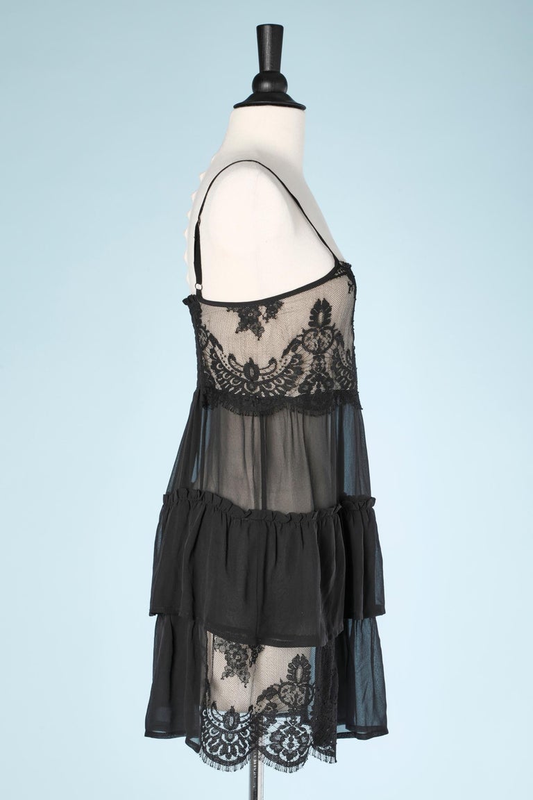 Lingerie dress in black lace and silk chiffon TWIN-SET Simona Barbieri ...