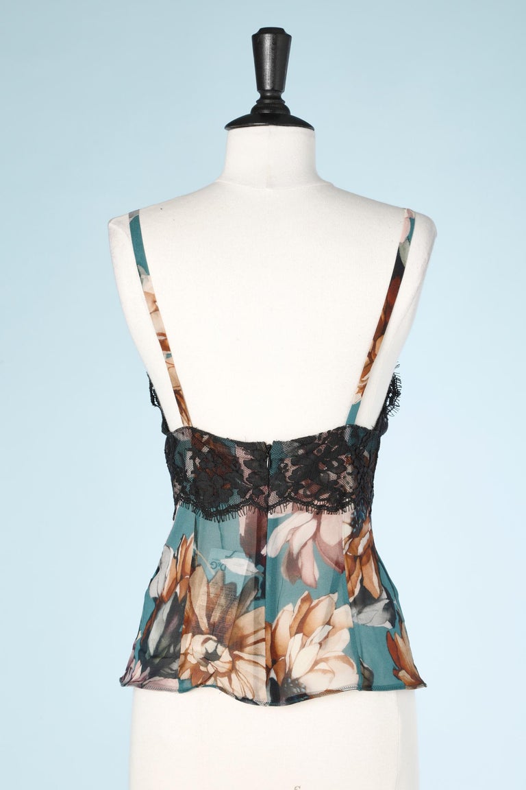 Lingerie tank-top lace and printed chiffon D&G at 1stDibs