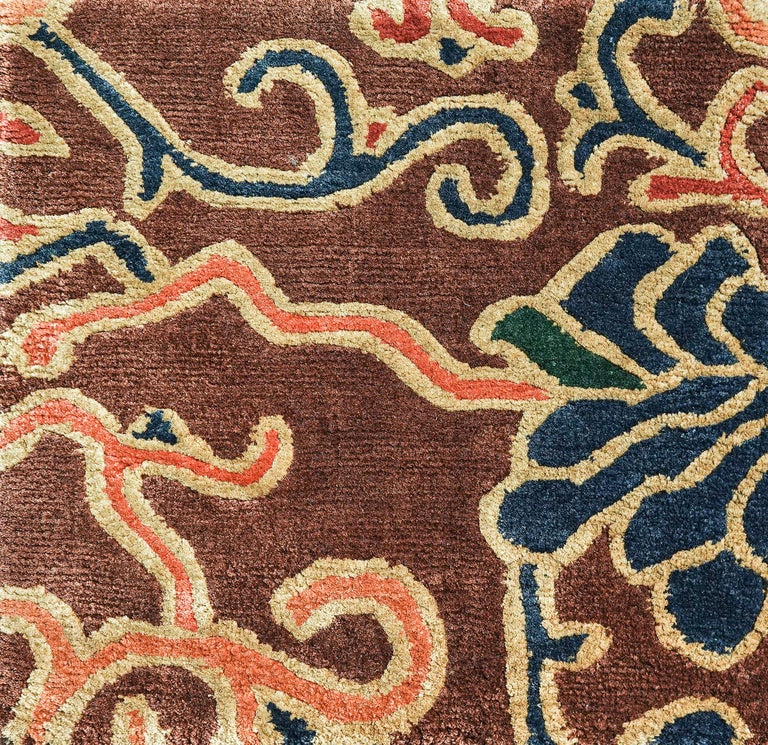 Lingering Garden Chestnut, Floral Traditional Hand Knotted Wool Silk ...