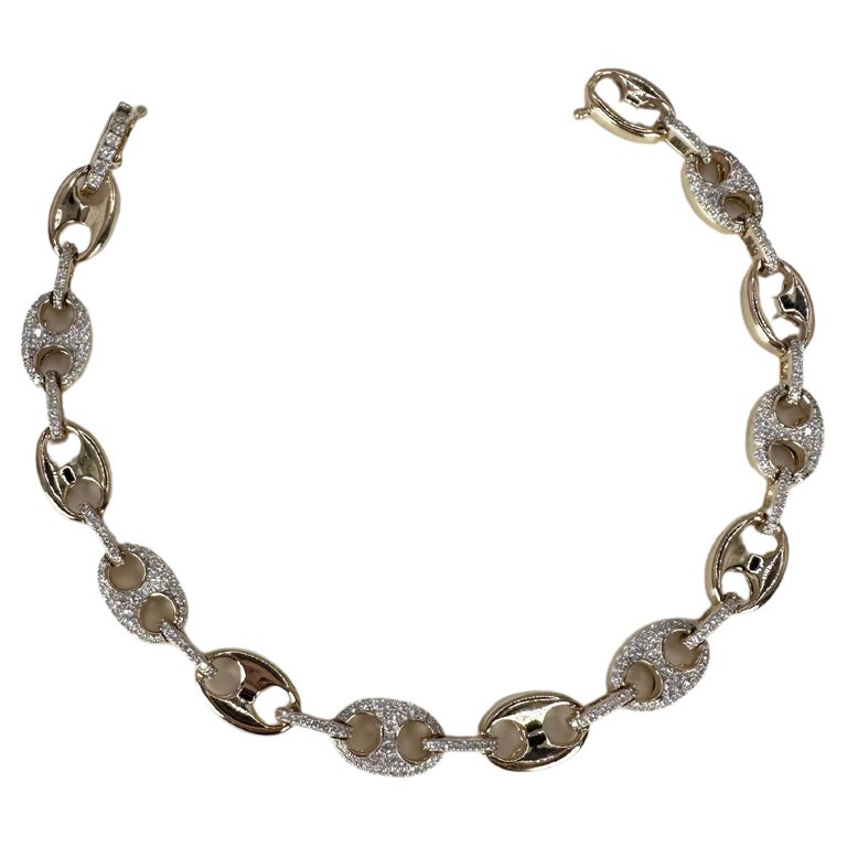 Link Diamond Bracelet Large Links 14kt Yellow Gold Natural Diamonds 0 ...
