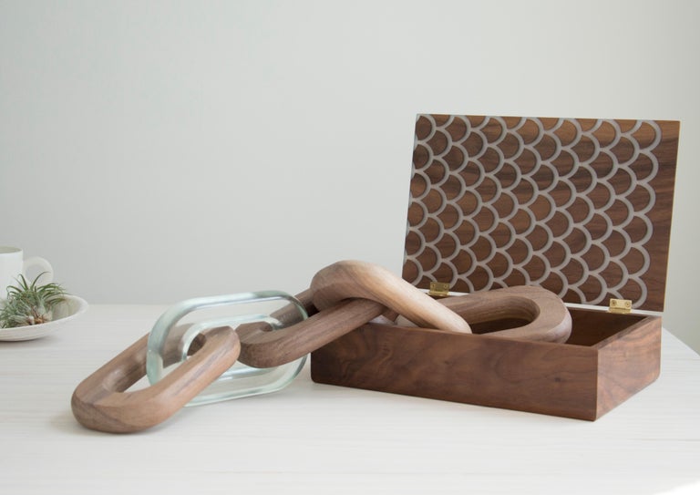 Links Decorative Chain Sculpture in Walnut and Resin For Sale at 1stDibs