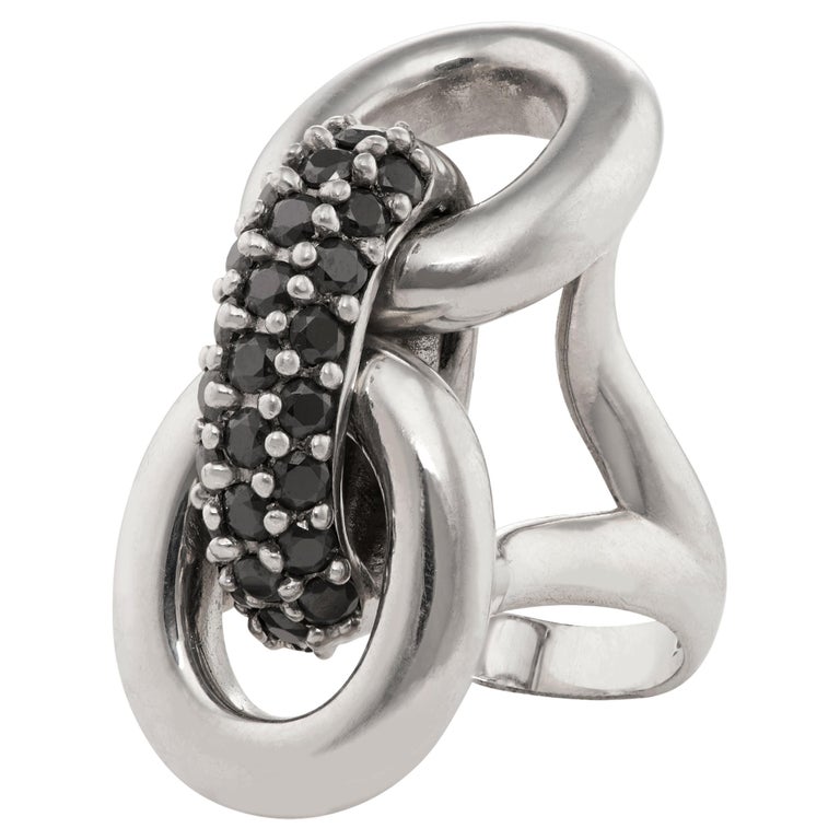 Links Ring with Black Spinel For Sale at 1stDibs