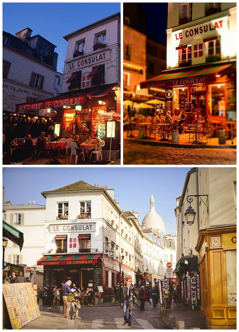 Linnea Pergola - "Montmartre Cafés" Original Pop Art Painting on Silk ...