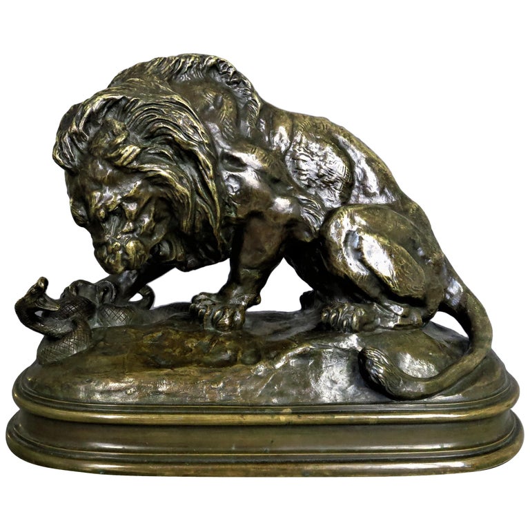 "Lion au Serpent N°1", Antoine Louis Barye '1796-1875' French School ...