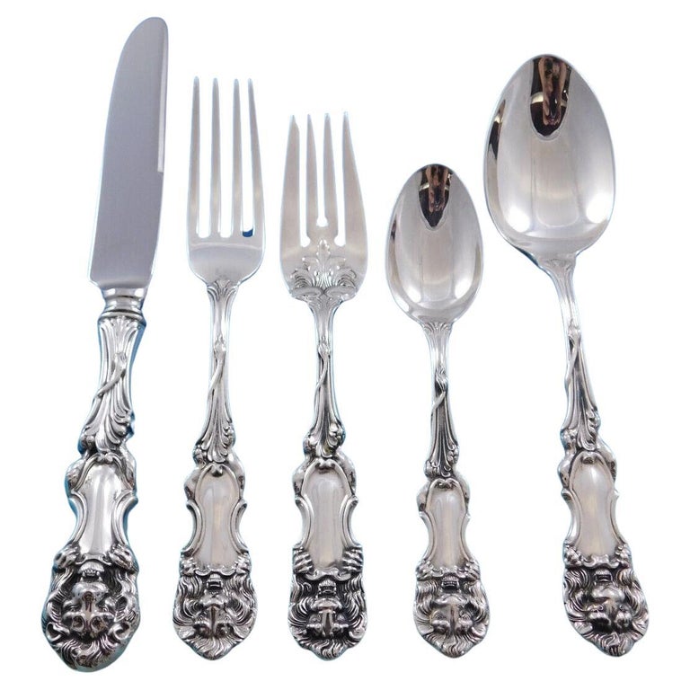 Lion by Frank Smith Sterling Silver Flatware Set Service 24 Pieces Rare ...