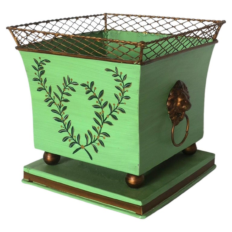 Lion Head Tole Plant or Flower Pot Holder Cachepot Jardiniere For Sale ...