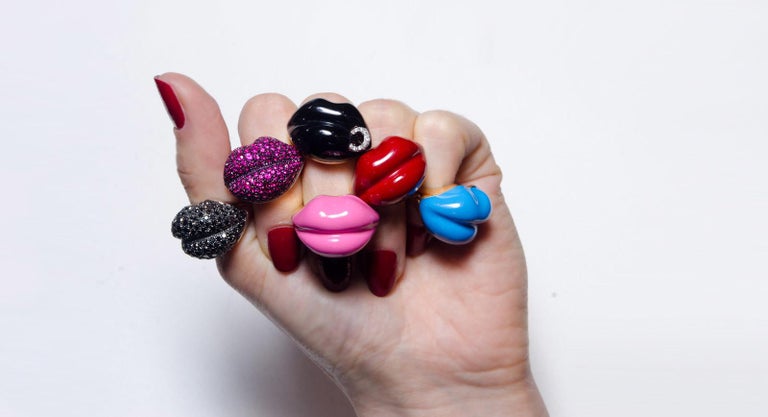 Lips 18 Karat Rose Gold and Red Enamel Ring For Sale at 1stDibs | red ...