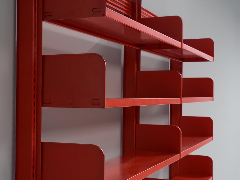 Lips Vago 'Congresso' Red Metal Book Case at 1stDibs