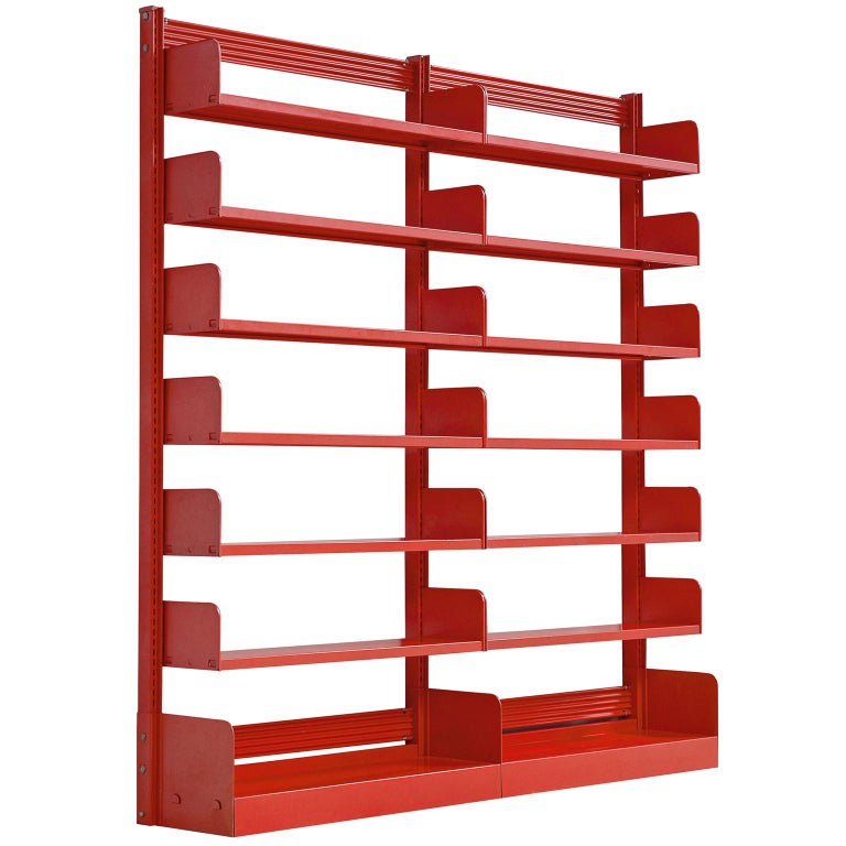 Lips Vago 'Congresso' Red Metal Book Case For Sale at 1stDibs