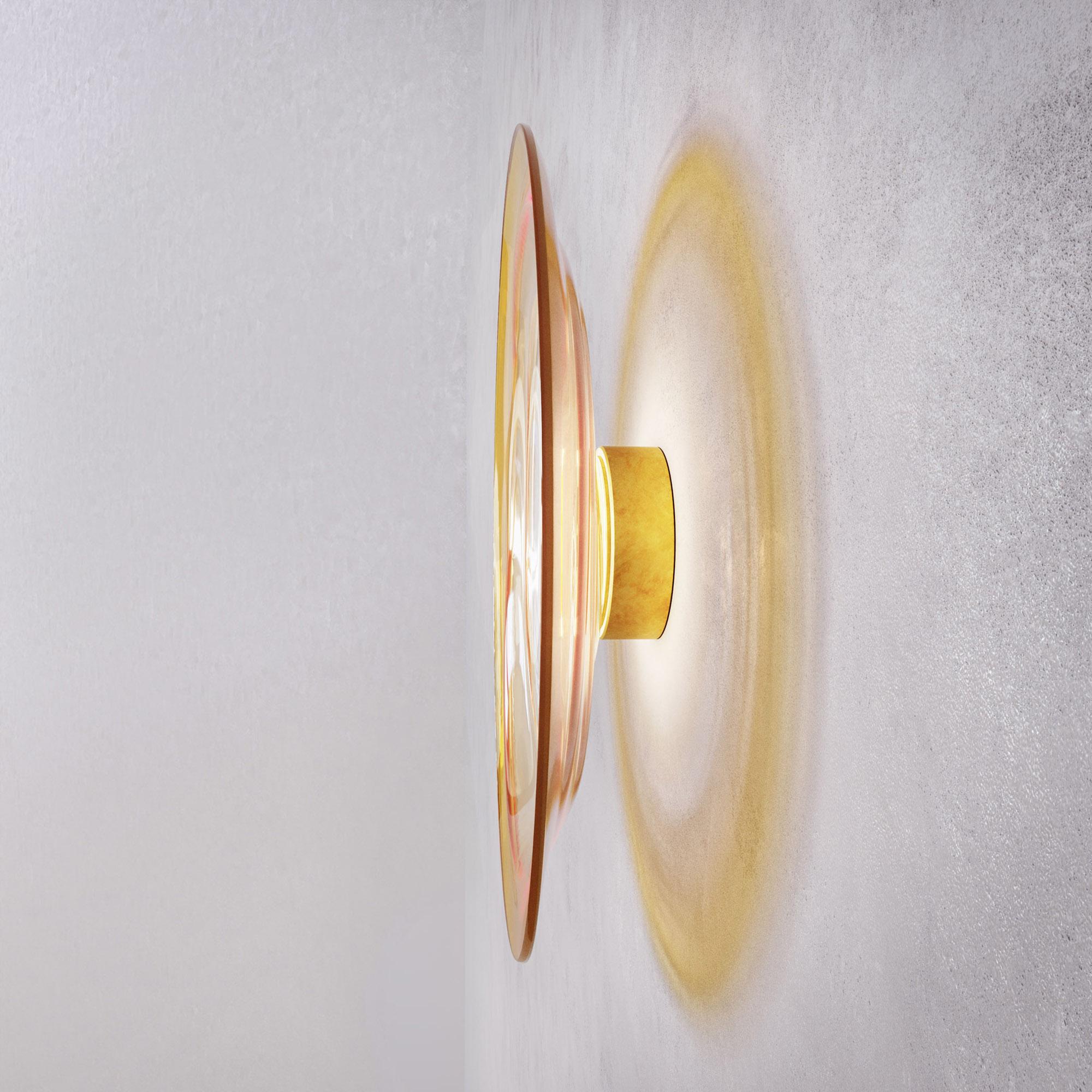 'Liquid Amber' Hand-Blown Yellow Gradient Glass and Aged Brass Wall ...