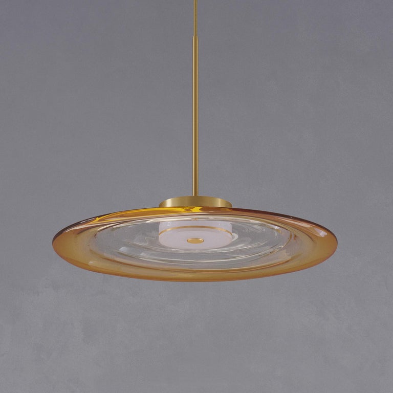 ‘Liquid Pendant Amber’ Yellow Gradient Glass and Satin Brass Ceiling ...