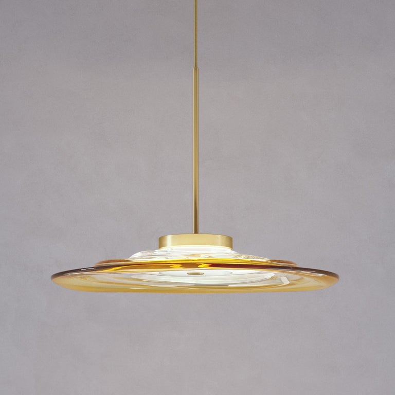‘Liquid Pendant Amber’ Yellow Gradient Glass and Satin Brass Ceiling ...