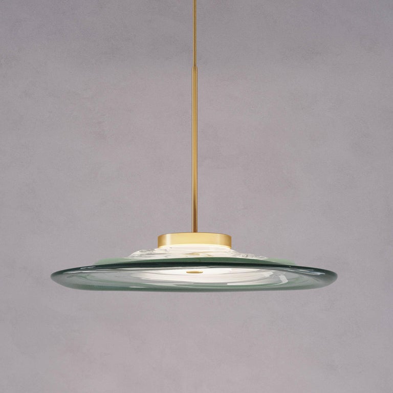 ‘Liquid Pendant Jade’ Handmade Green Gradient Glass and Satin Brass ...