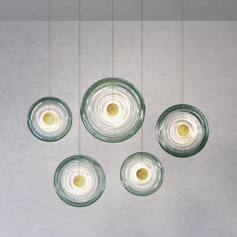 'Liquid Vortex Quin' Jade Gradient Glass and Aged Brass Ceiling Light ...