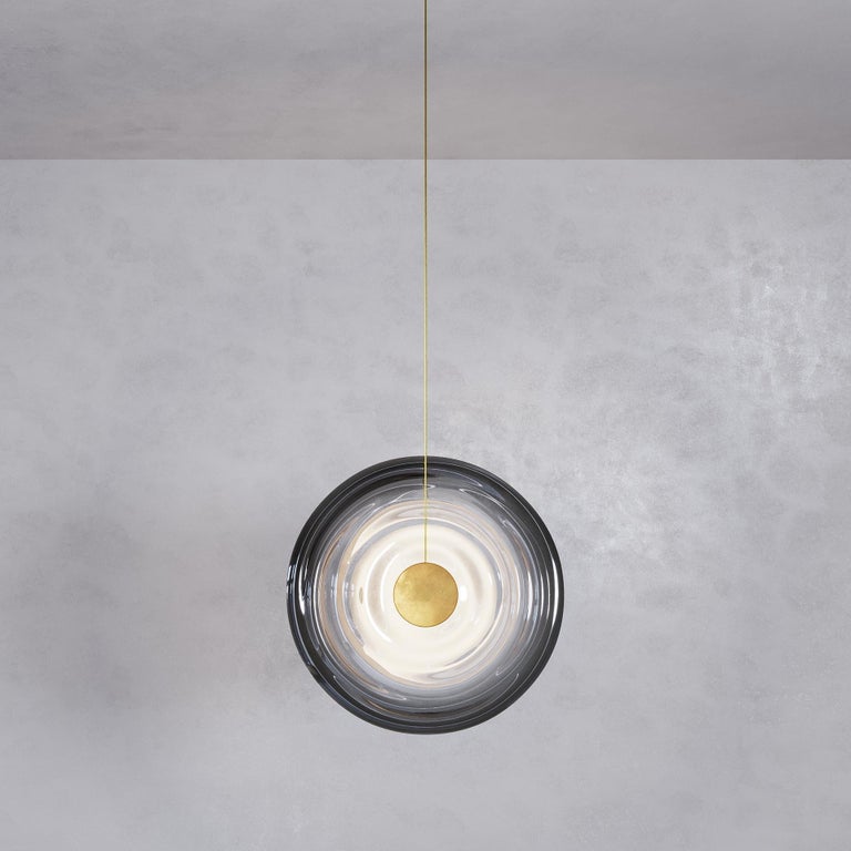 'Liquid Vortex Smoke' Handblown Smoke Gradient Glass and Aged Brass ...