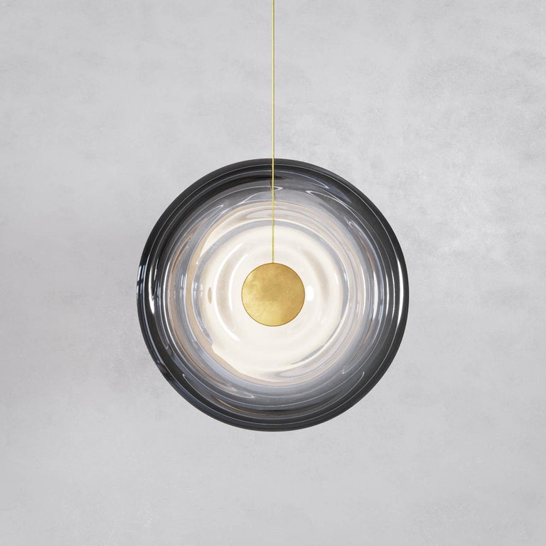 'Liquid Vortex Smoke' Handblown Smoke Gradient Glass and Aged Brass ...