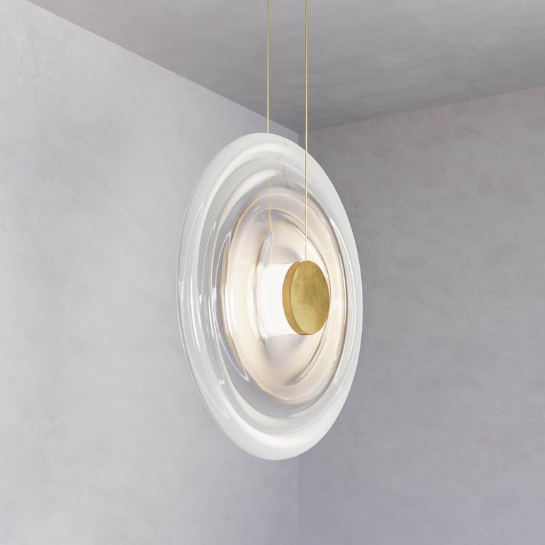 'Liquid Vortex Solo Alabaster' White Gradient Glass and Aged Brass ...