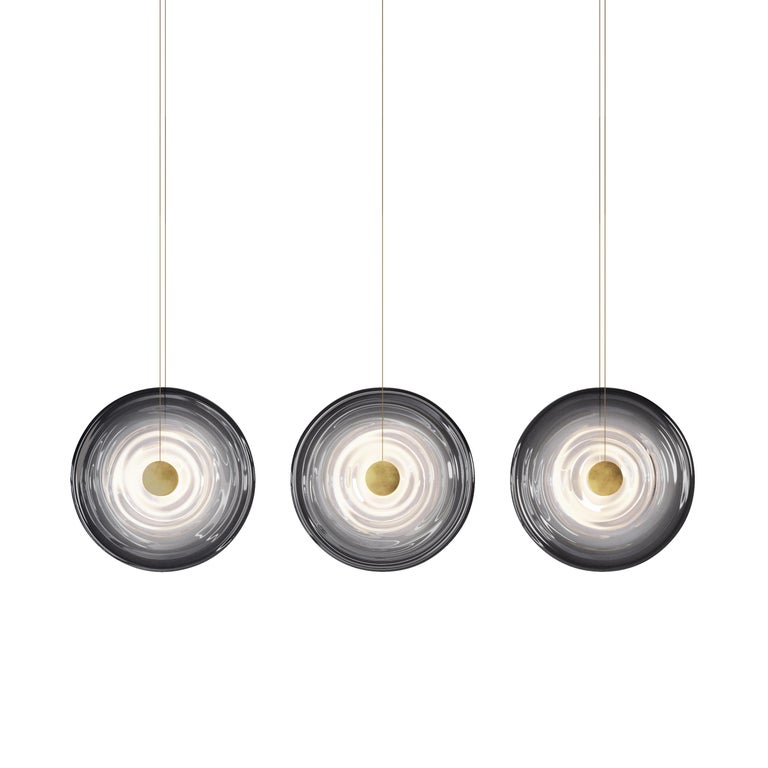 'Liquid Vortex Trio XL' Smoke Gradient Glass and Aged Brass Ceiling ...