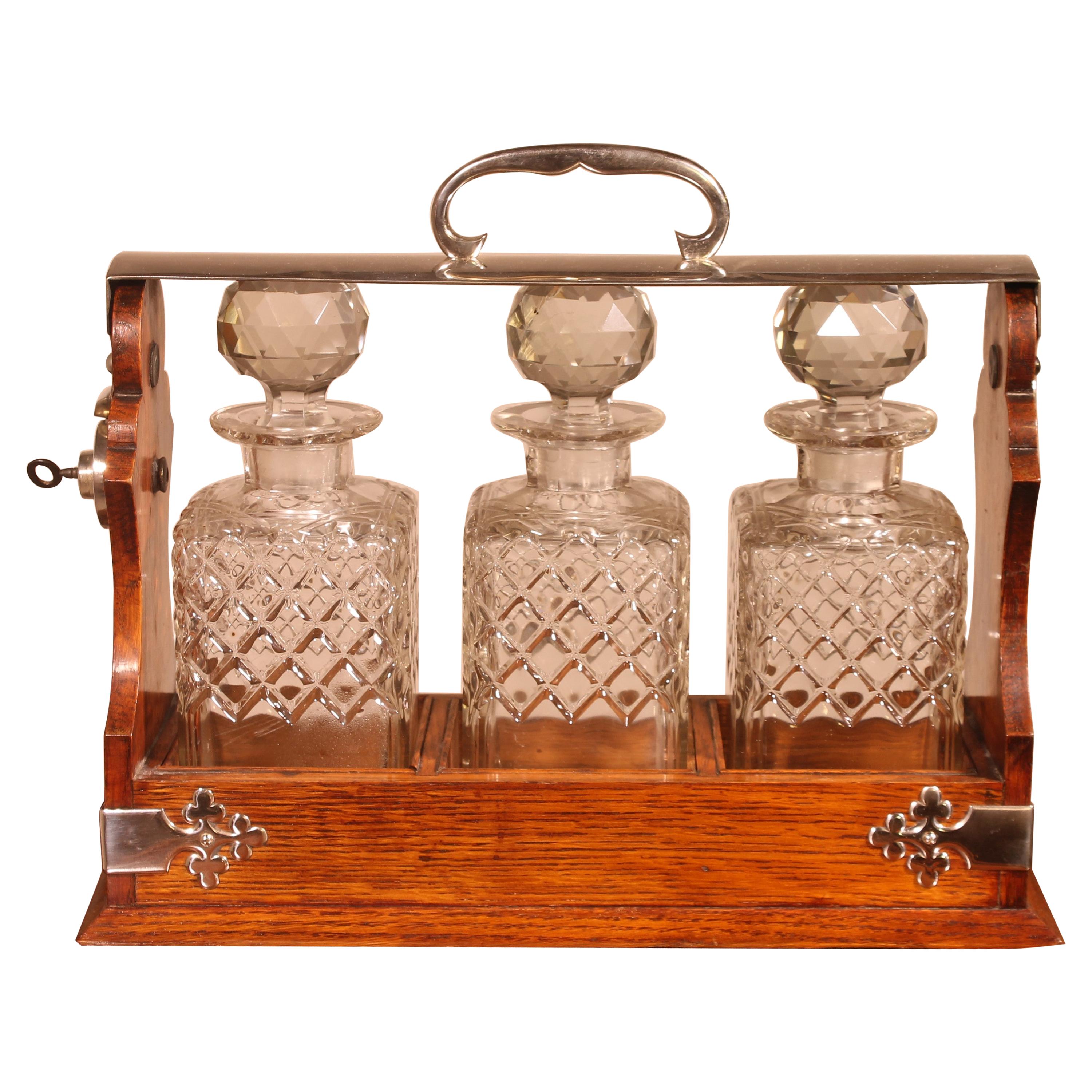 Pair of 19th Century Antique Saloon Liquor Bottles with Pewter Shot ...