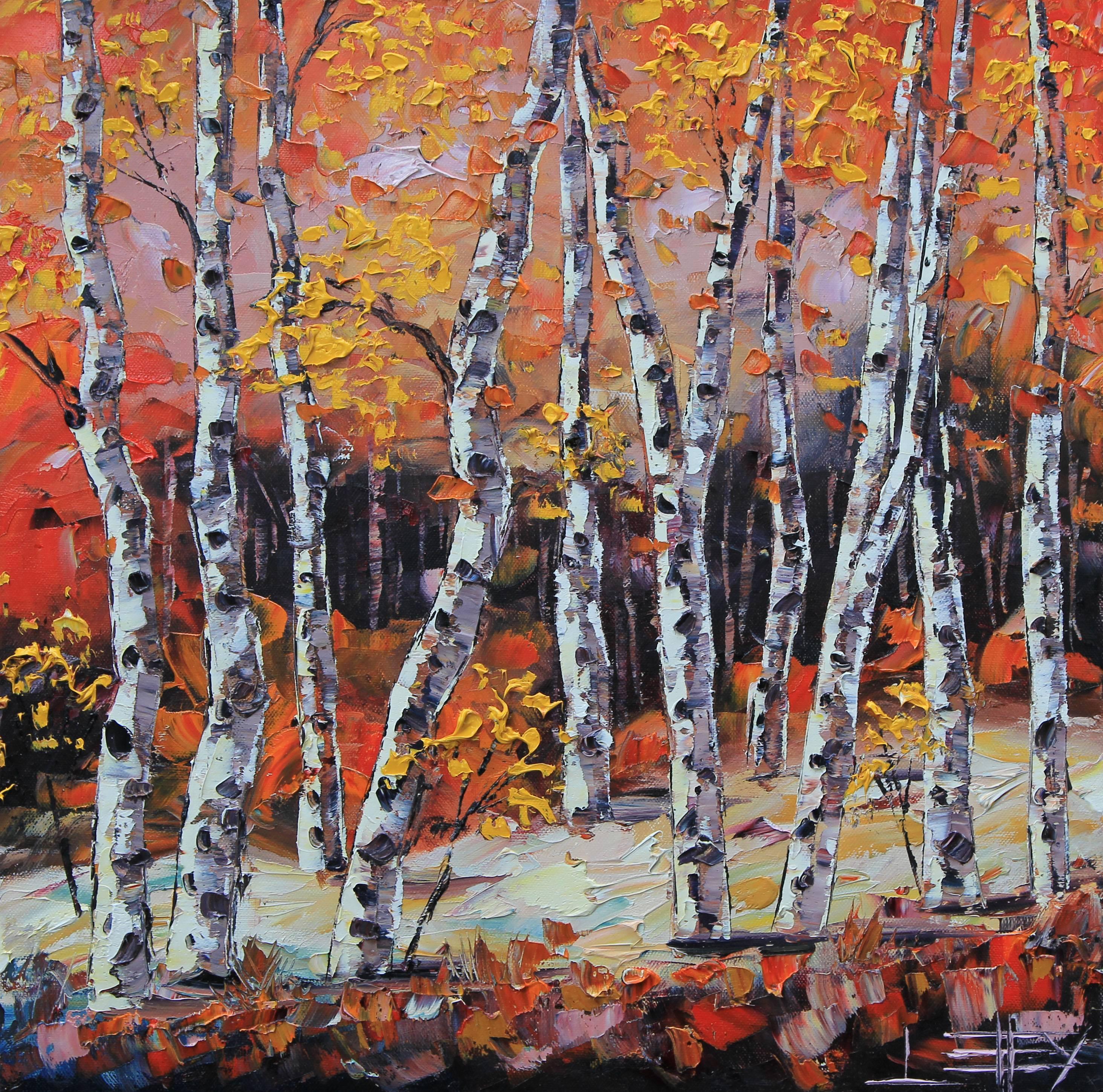 Lisa Elley - Birch Eloquence Lisa Elley Oil painting on stretched ...