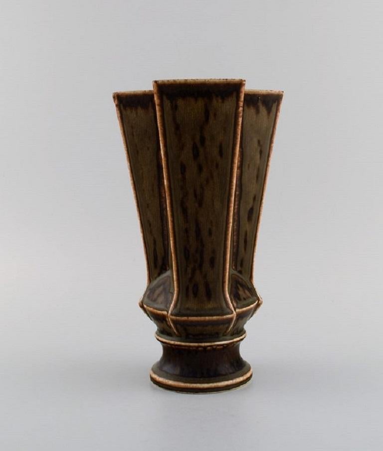 Lisa Engquist for Bing and Grøndahl, Cubist Vase in Glazed Stoneware ...