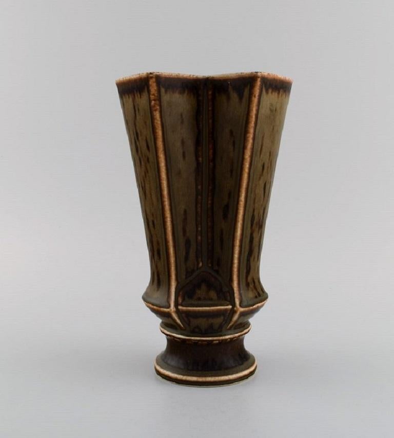 Lisa Engquist for Bing and Grøndahl, Cubist Vase in Glazed Stoneware ...