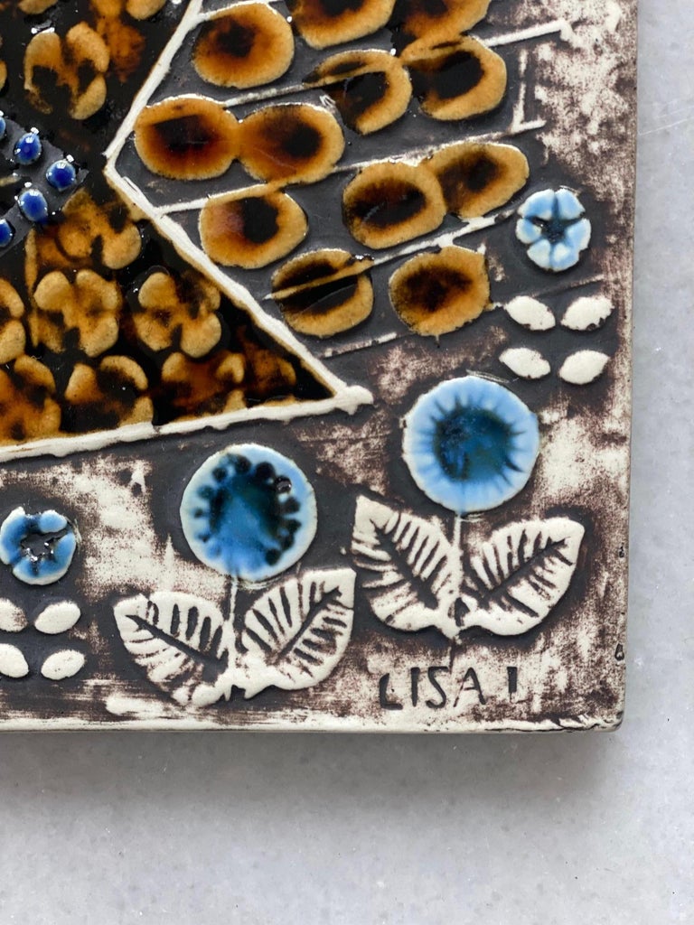Lisa Larson for Gustavsberg Birds Ceramic Tile, 1970's For Sale at 1stDibs