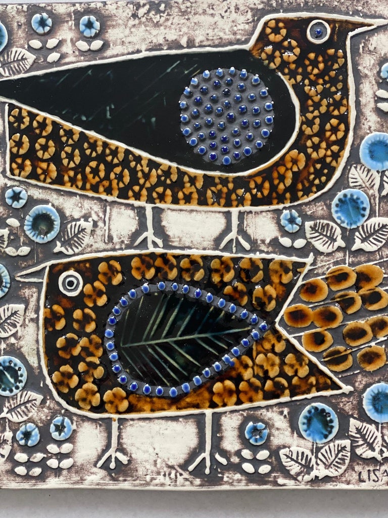 Lisa Larson for Gustavsberg Birds Ceramic Tile, 1970's For Sale at 1stDibs