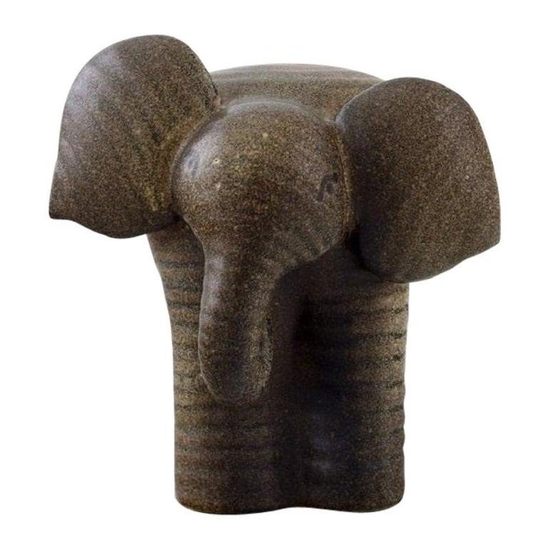 Lisa Larson for Gustavsberg, Rare Elephant in Glazed Stoneware, 1970s at 1stDibs